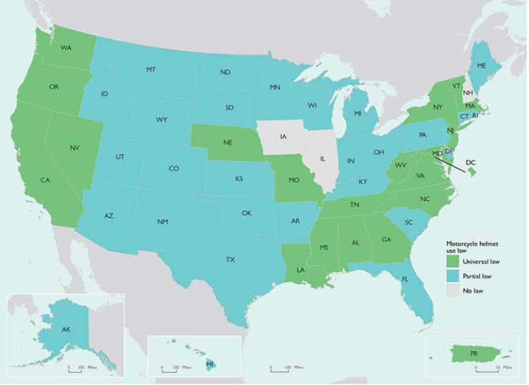 Motorcycle Helmet Laws By State In The US - HelmetDepot